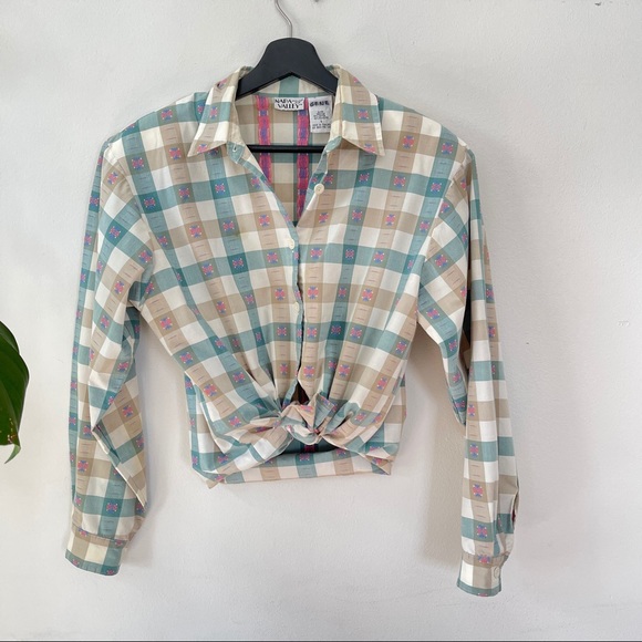 Vintage | Tops | Vintage Napa Valley Plaid Embroidered Button Down ...